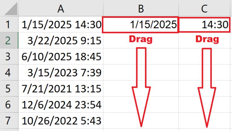How to Separate Date and Time in Excel: 6 Best Mathods