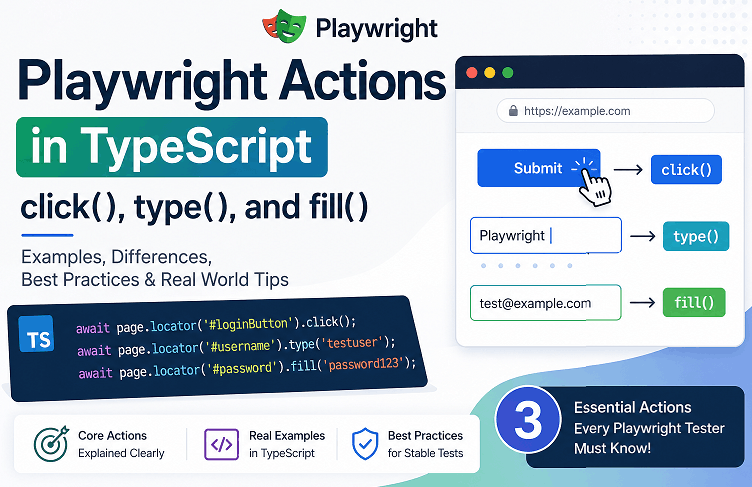 Playwright Actions in TypeScript: Click, Type, Fill Guide
